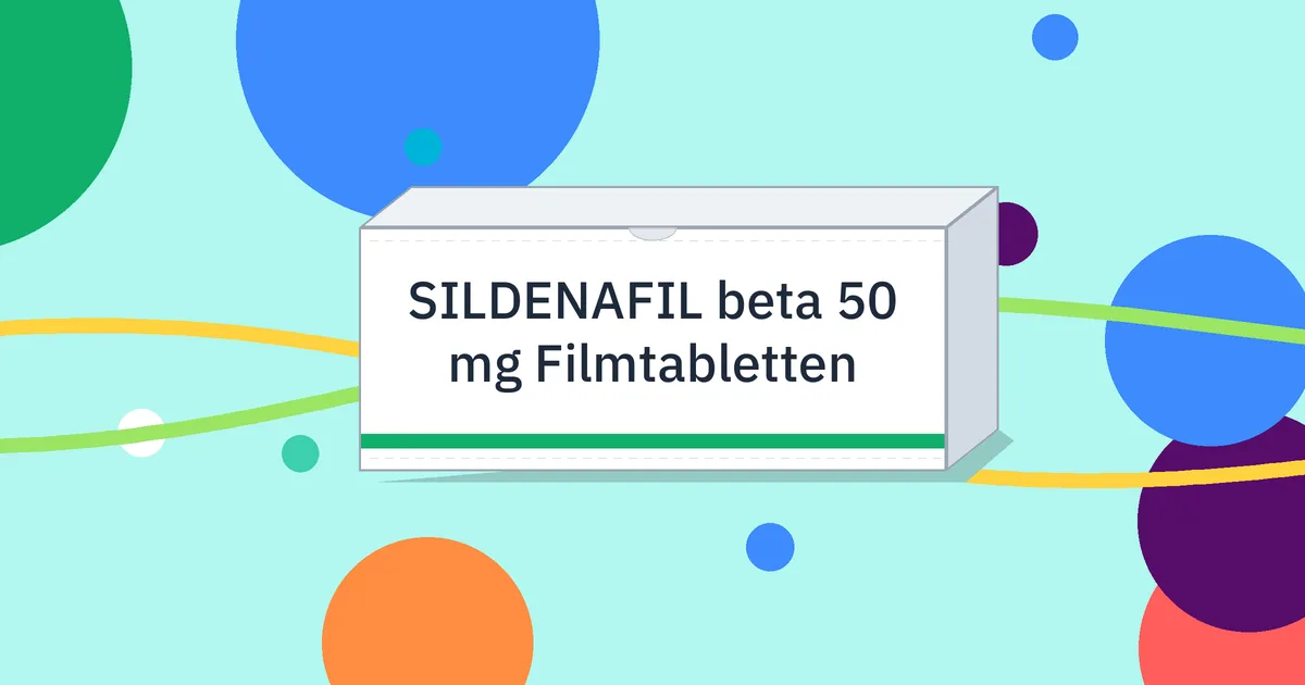 Symbolbild: Packung mit der Aufschrift SILDENAFIL beta 50 mg Filmtabletten (PZN 14242971) – Verfügbarkeit und Bezug in Apotheken in Frankfurt am Main