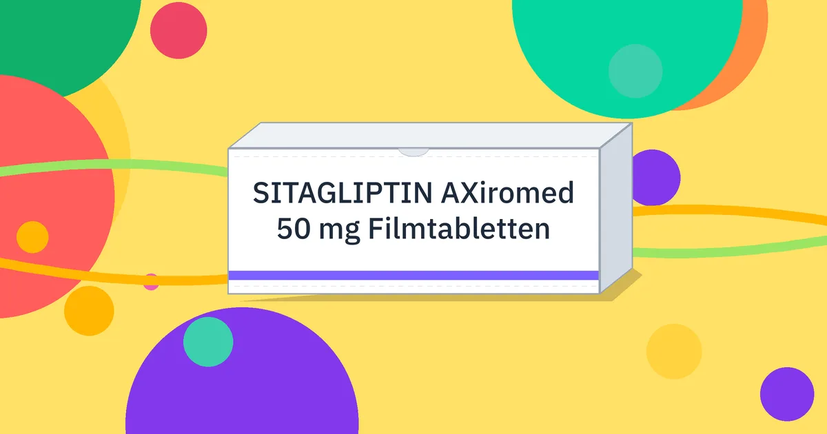 Symbolbild: Packung mit der Aufschrift SITAGLIPTIN AXiromed 50 mg Filmtabletten (PZN 18058922) – Verfügbarkeit und Bezug in Apotheken in Frankfurt am Main