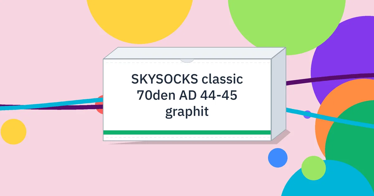 Symbolbild: Packung mit der Aufschrift SKYSOCKS classic 70den AD 44-45 graphit (PZN 18663959) – Verfügbarkeit und Bezug in Apotheken in Frankfurt am Main