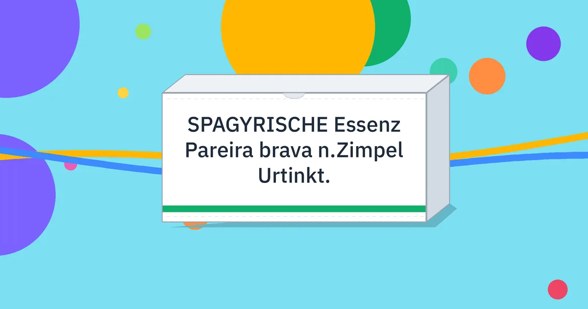 Symbolbild: Packung mit der Aufschrift SPAGYRISCHE Essenz Pareira brava n.Zimpel Urtinkt. (PZN 12388297) – Verfügbarkeit und Bezug in Apotheken in Frankfurt am Main