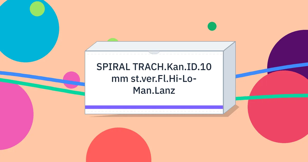 Symbolbild: Packung mit der Aufschrift SPIRAL TRACH.Kan.ID.10 mm st.ver.Fl.Hi-Lo-Man.Lanz (PZN 03379891) – Verfügbarkeit und Bezug in Apotheken in Frankfurt am Main