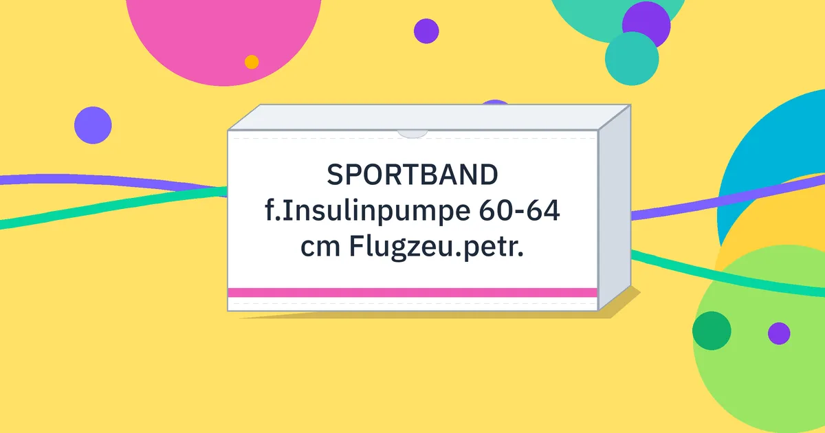 Symbolbild: Packung mit der Aufschrift SPORTBAND f.Insulinpumpe 60-64 cm Flugzeu.petr. (PZN 13916166) – Verfügbarkeit und Bezug in Apotheken in Frankfurt am Main