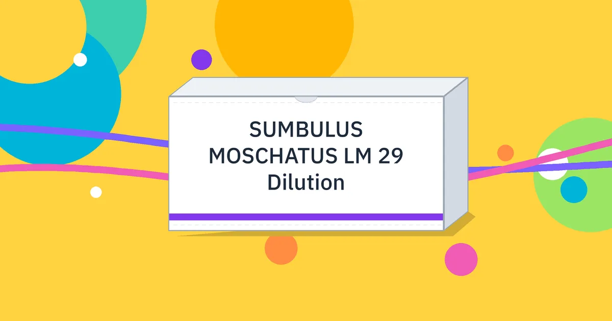 Symbolbild: Packung mit der Aufschrift SUMBULUS MOSCHATUS LM 29 Dilution (PZN 13211000) – Verfügbarkeit und Bezug in Apotheken in Frankfurt am Main