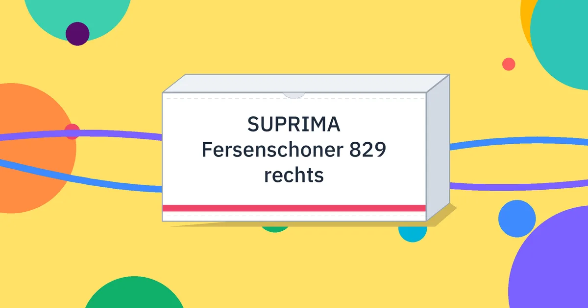 Symbolbild: Packung mit der Aufschrift SUPRIMA Fersenschoner 829 rechts (PZN 07671200) – Verfügbarkeit und Bezug in Apotheken in Frankfurt am Main