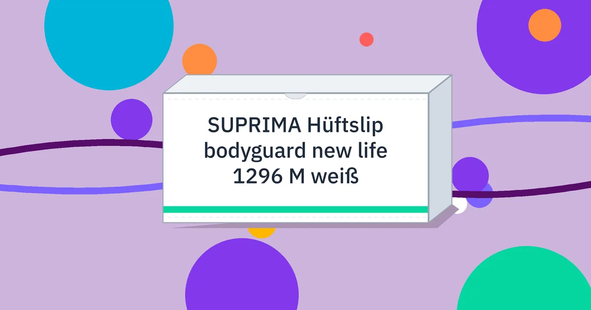 Symbolbild: Packung mit der Aufschrift SUPRIMA Hüftslip bodyguard new life 1296 M weiß (PZN 18401308) – Verfügbarkeit und Bezug in Apotheken in Frankfurt am Main