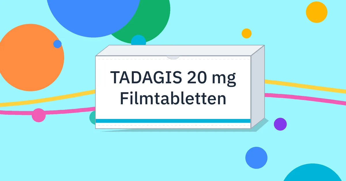 Symbolbild: Packung mit der Aufschrift TADAGIS 20 mg Filmtabletten (PZN 20052186) – Verfügbarkeit und Bezug in Apotheken in Frankfurt am Main