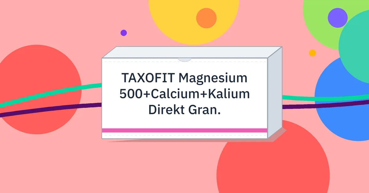 Symbolbild: Packung mit der Aufschrift TAXOFIT Magnesium 500+Calcium+Kalium Direkt Gran. (PZN 18913818) – Verfügbarkeit und Bezug in Apotheken in Frankfurt am Main