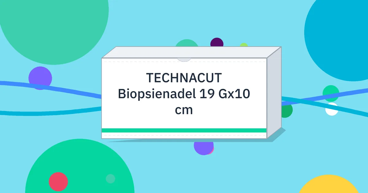 Symbolbild: Packung mit der Aufschrift TECHNACUT Biopsienadel 19 Gx10 cm (PZN 06771833) – Verfügbarkeit und Bezug in Apotheken in Frankfurt am Main