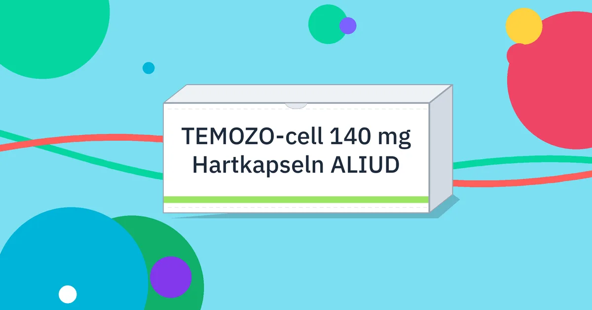 Symbolbild: Packung mit der Aufschrift TEMOZO-cell 140 mg Hartkapseln ALIUD (PZN 13168652) – Verfügbarkeit und Bezug in Apotheken in Frankfurt am Main