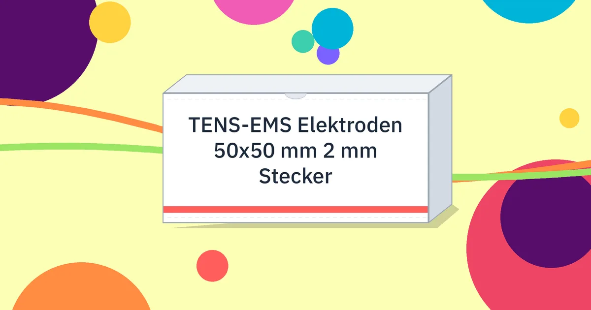 Symbolbild: Packung mit der Aufschrift TENS-EMS Elektroden 50x50 mm 2 mm Stecker (PZN 16943442) – Verfügbarkeit und Bezug in Apotheken in Frankfurt am Main