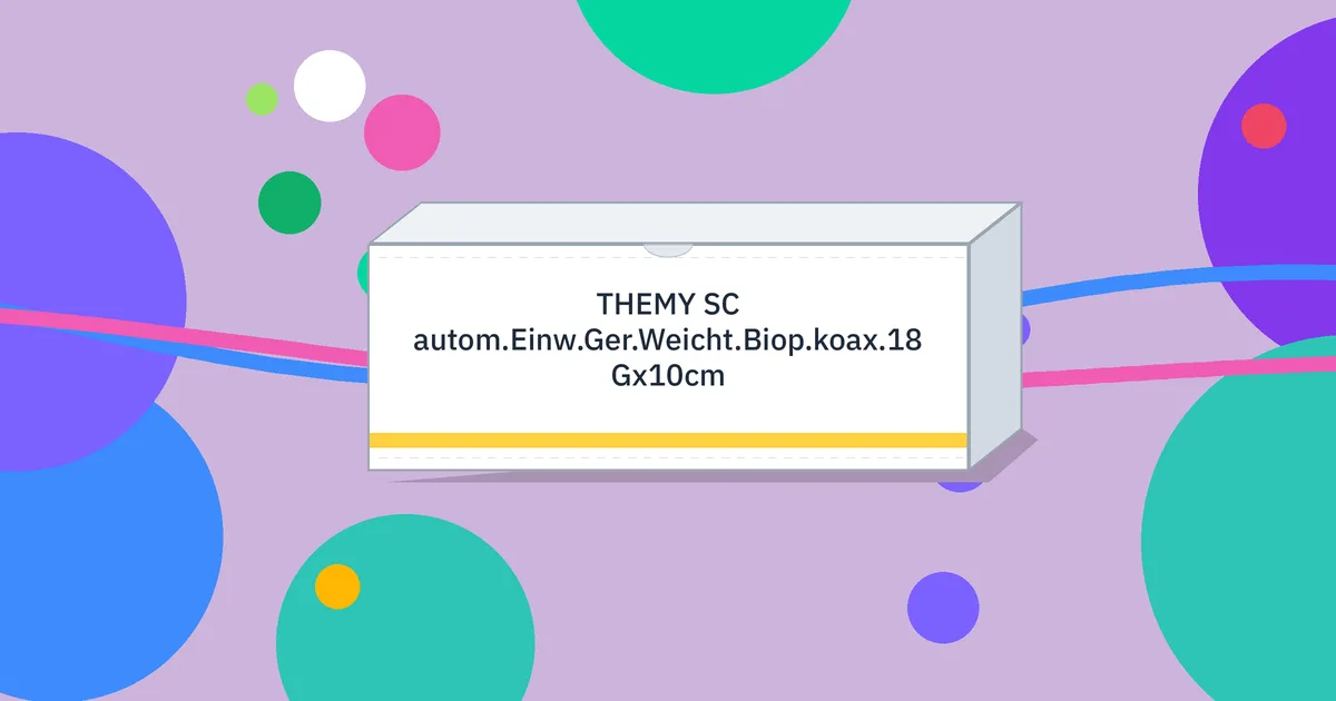 Symbolbild: Packung mit der Aufschrift THEMY SC autom.Einw.Ger.Weicht.Biop.koax.18 Gx10cm (PZN 19738547) – Verfügbarkeit und Bezug in Apotheken in Frankfurt am Main