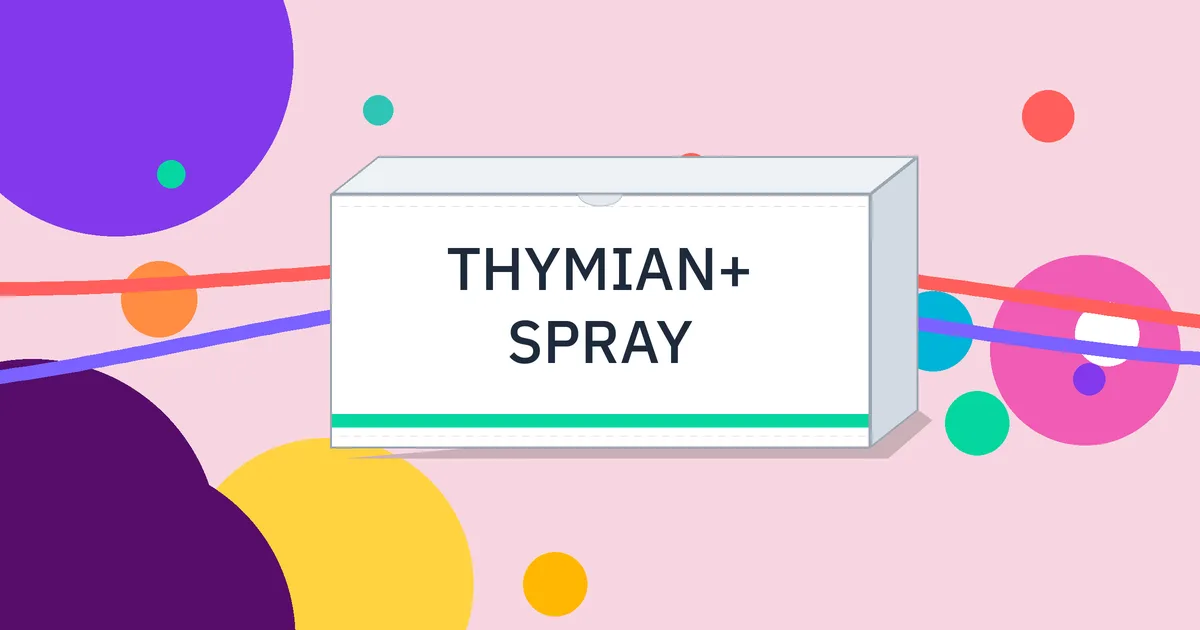 Symbolbild: Packung mit der Aufschrift THYMIAN+ SPRAY (PZN 17427174) – Verfügbarkeit und Bezug in Apotheken in Frankfurt am Main