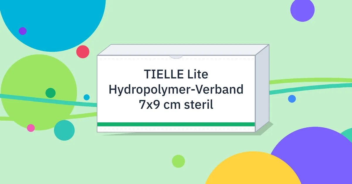 Symbolbild: Packung mit der Aufschrift TIELLE Lite Hydropolymer-Verband 7x9 cm steril (PZN 18473259) – Verfügbarkeit und Bezug in Apotheken in Frankfurt am Main