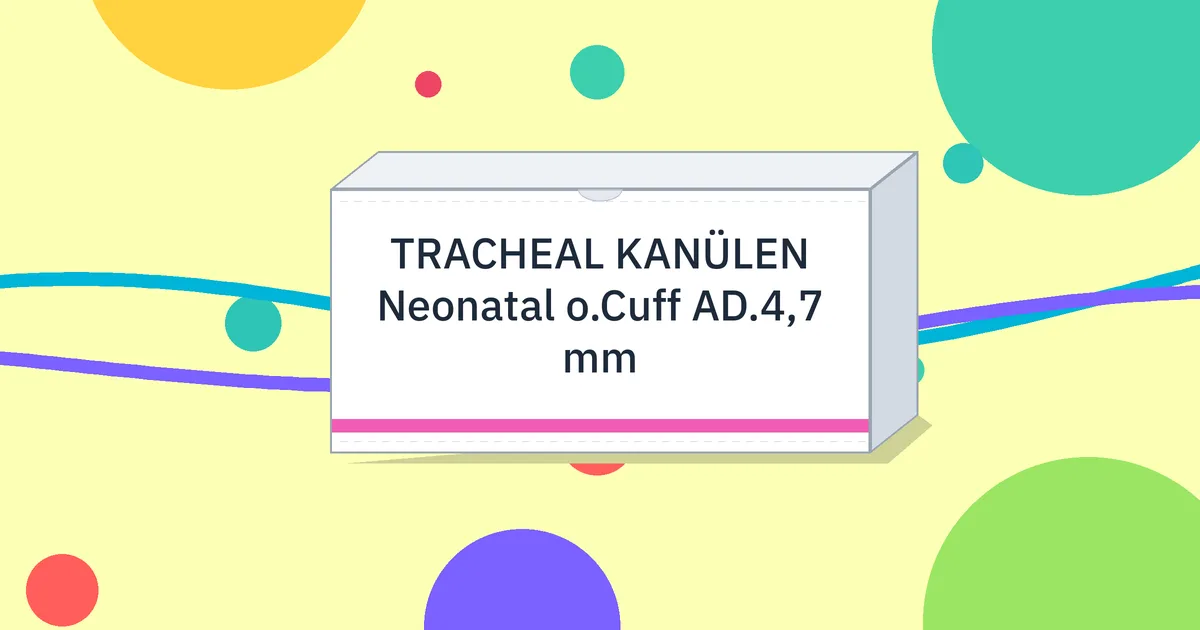 Symbolbild: Packung mit der Aufschrift TRACHEAL KANÜLEN Neonatal o.Cuff AD.4,7 mm (PZN 09217267) – Verfügbarkeit und Bezug in Apotheken in Frankfurt am Main