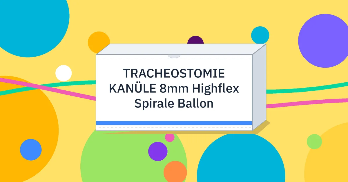 Symbolbild: Packung mit der Aufschrift TRACHEOSTOMIE KANÜLE 8mm Highflex Spirale Ballon (PZN 01085493) – Verfügbarkeit und Bezug in Apotheken in Frankfurt am Main
