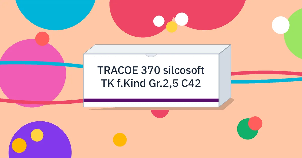 Symbolbild: Packung mit der Aufschrift TRACOE 370 silcosoft TK f.Kind Gr.2,5 C42 (PZN 14314021) – Verfügbarkeit und Bezug in Apotheken in Frankfurt am Main