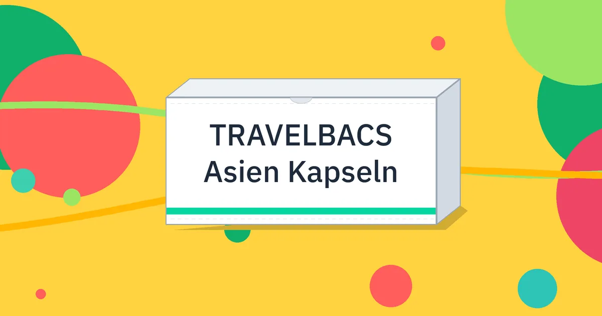 Symbolbild: Packung mit der Aufschrift TRAVELBACS Asien Kapseln (PZN 15629229) – Verfügbarkeit und Bezug in Apotheken in Frankfurt am Main