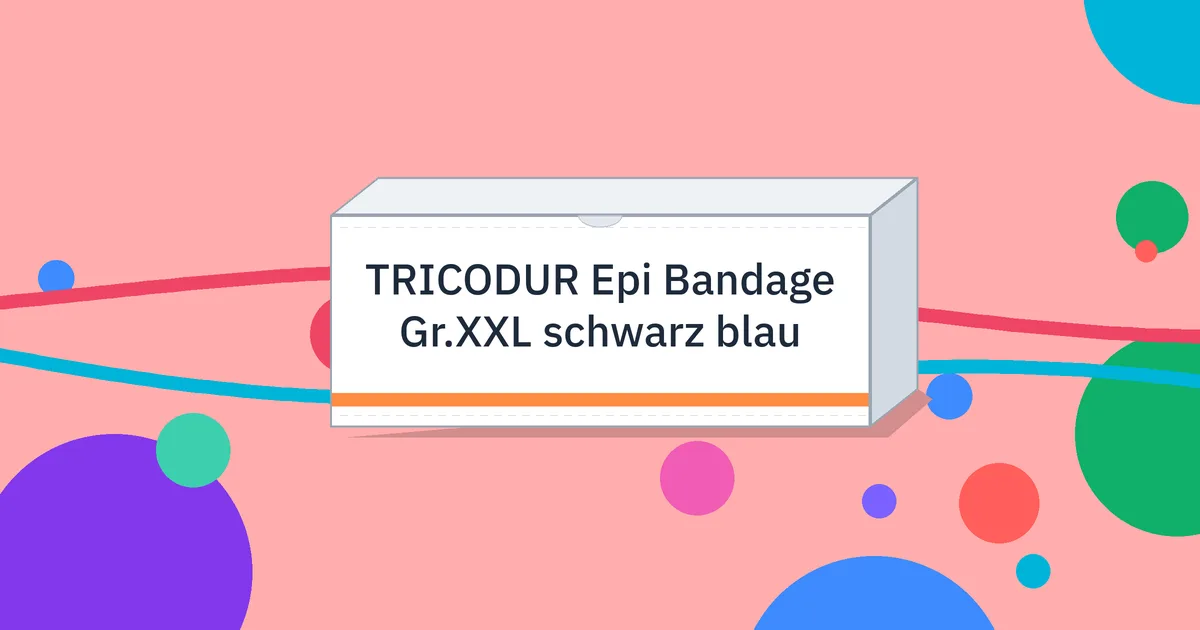Symbolbild: Packung mit der Aufschrift TRICODUR Epi Bandage Gr.XXL schwarz blau (PZN 03094036) – Verfügbarkeit und Bezug in Apotheken in Frankfurt am Main