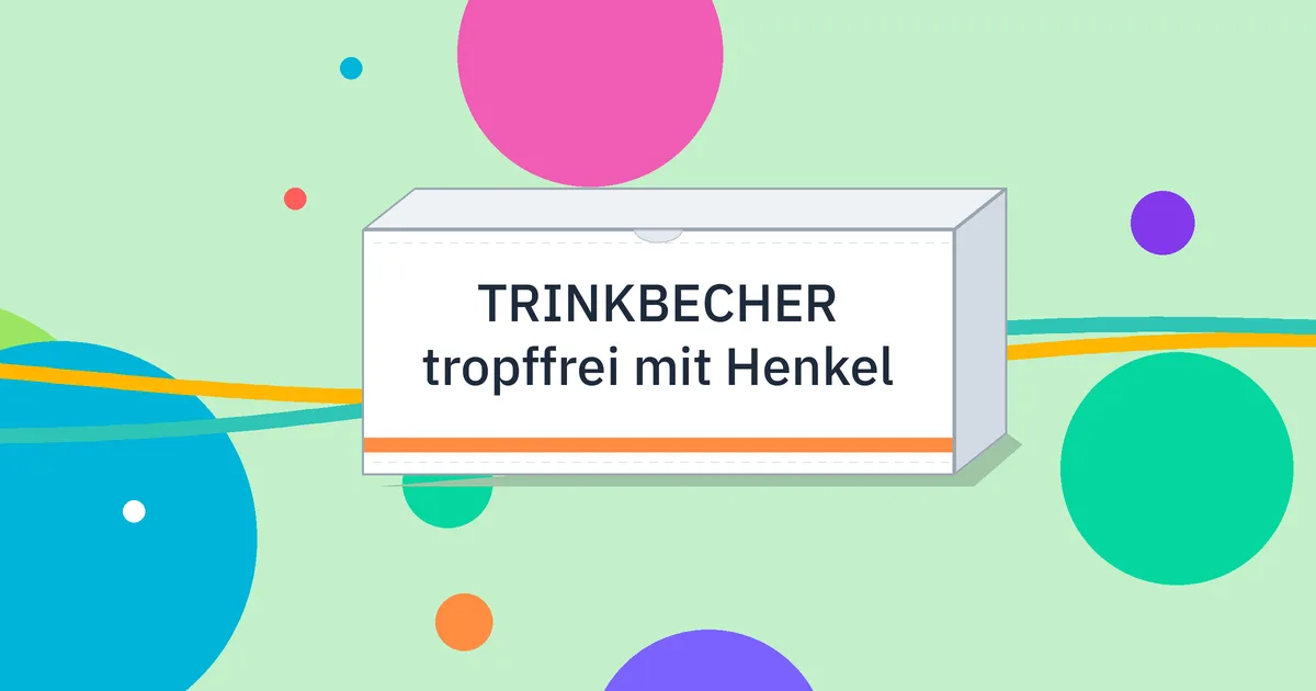 Symbolbild: Packung mit der Aufschrift TRINKBECHER tropffrei mit Henkel (PZN 04125773) – Verfügbarkeit und Bezug in Apotheken in Frankfurt am Main