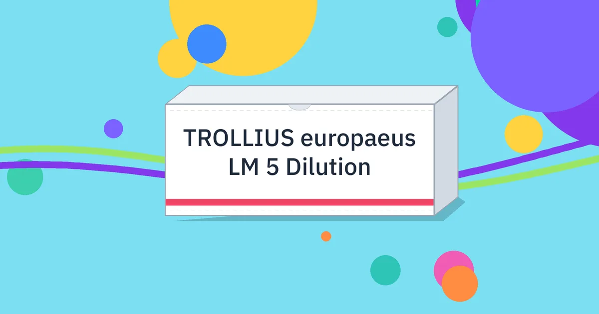 Symbolbild: Packung mit der Aufschrift TROLLIUS europaeus LM 5 Dilution (PZN 13252447) – Verfügbarkeit und Bezug in Apotheken in Frankfurt am Main