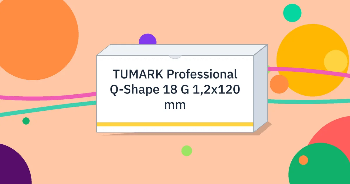 Symbolbild: Packung mit der Aufschrift TUMARK Professional Q-Shape 18 G 1,2x120 mm (PZN 20085978) – Verfügbarkeit und Bezug in Apotheken in Frankfurt am Main