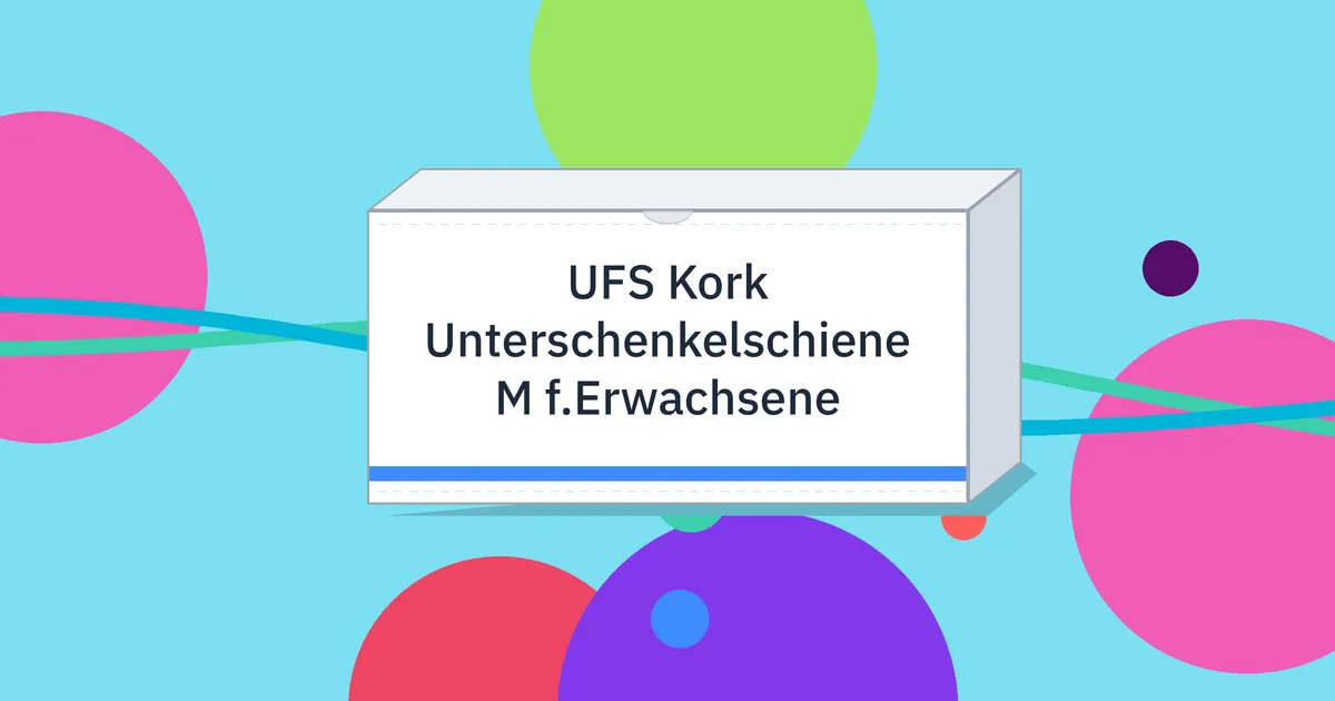 Symbolbild: Packung mit der Aufschrift UFS Kork Unterschenkelschiene M f.Erwachsene (PZN 04809945) – Verfügbarkeit und Bezug in Apotheken in Frankfurt am Main