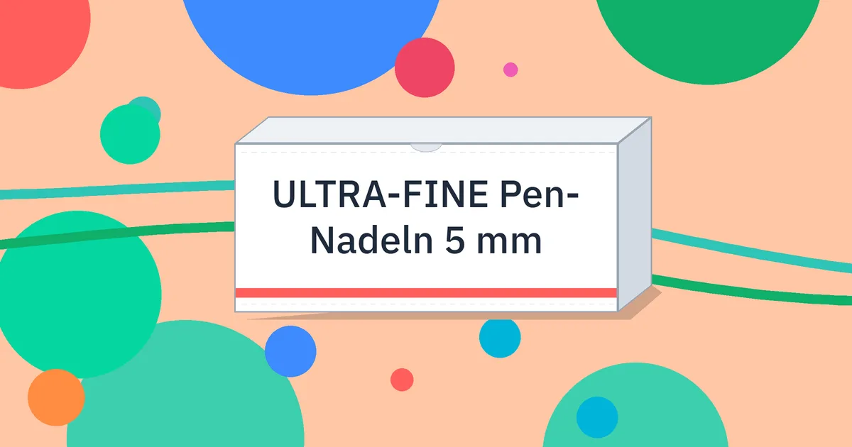 Symbolbild: Packung mit der Aufschrift ULTRA-FINE Pen-Nadeln 5 mm (PZN 20593195) – Verfügbarkeit und Bezug in Apotheken in Frankfurt am Main