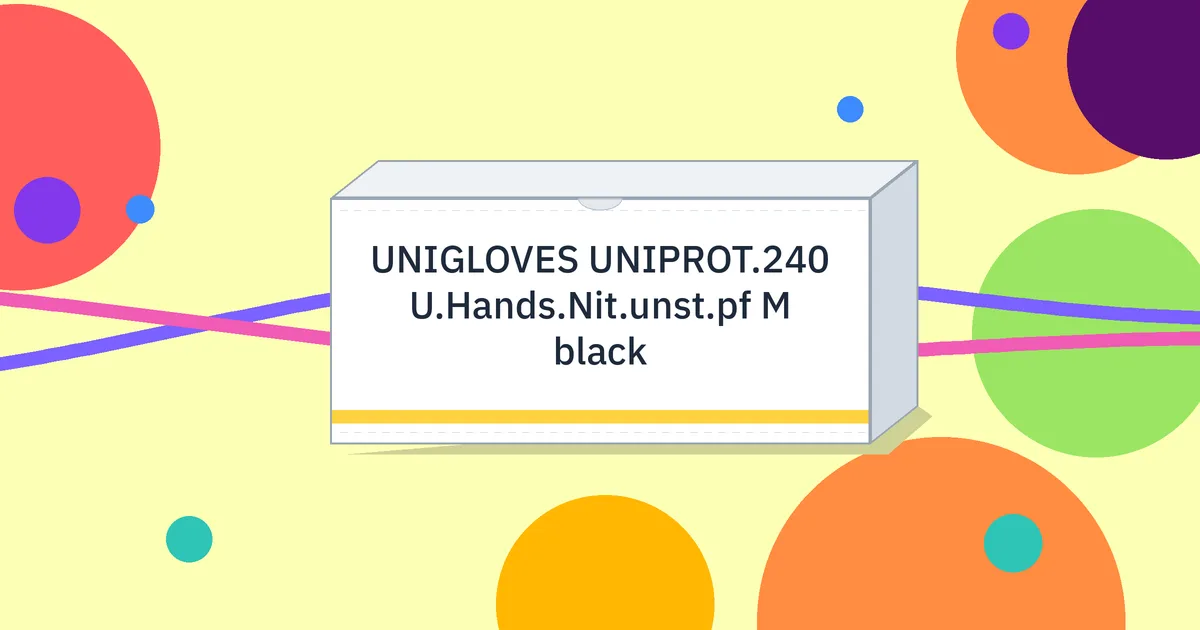 Symbolbild: Packung mit der Aufschrift UNIGLOVES UNIPROT.240 U.Hands.Nit.unst.pf M black (PZN 18101919) – Verfügbarkeit und Bezug in Apotheken in Frankfurt am Main