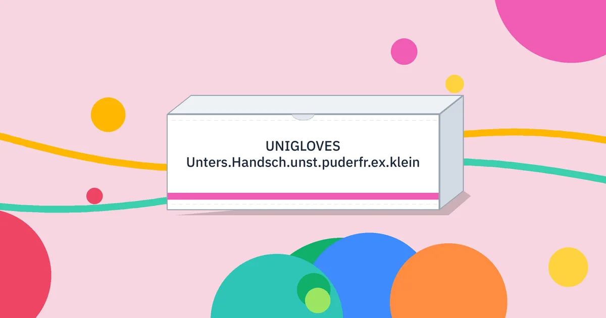 Symbolbild: Packung mit der Aufschrift UNIGLOVES Unters.Handsch.unst.puderfr.ex.klein (PZN 07515799) – Verfügbarkeit und Bezug in Apotheken in Frankfurt am Main