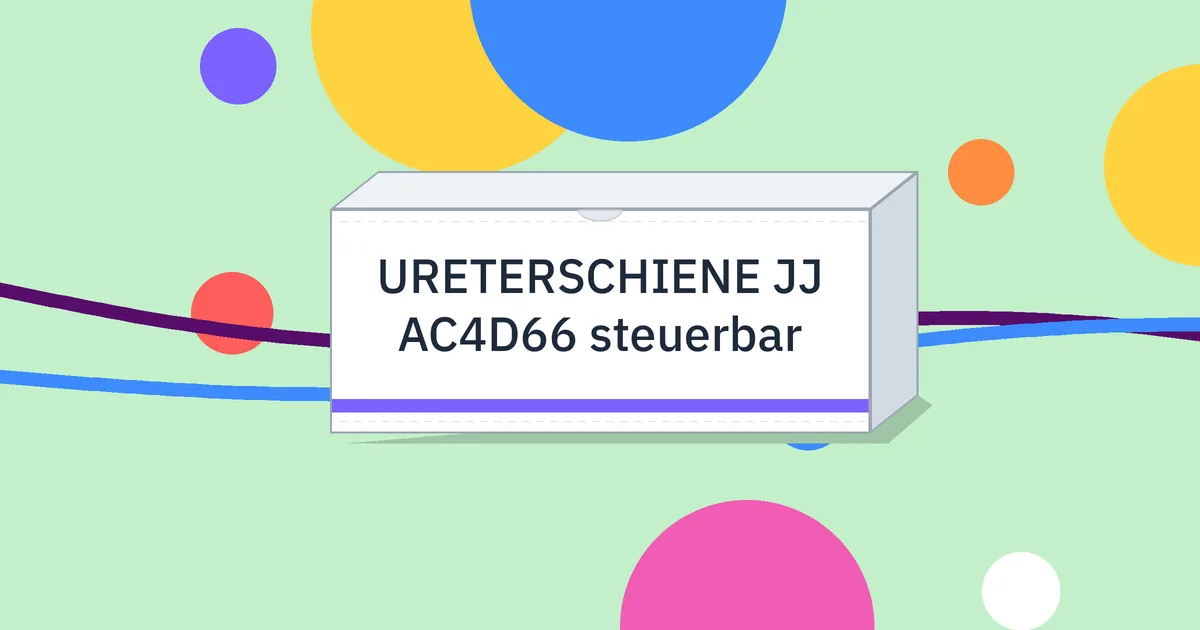 Symbolbild: Packung mit der Aufschrift URETERSCHIENE JJ AC4D66 steuerbar (PZN 00153459) – Verfügbarkeit und Bezug in Apotheken in Frankfurt am Main