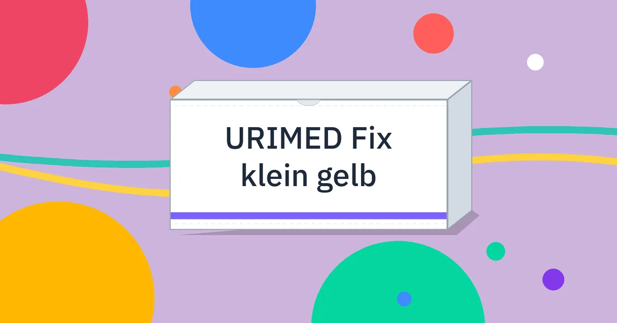 Symbolbild: Packung mit der Aufschrift URIMED Fix klein gelb (PZN 07614662) – Verfügbarkeit und Bezug in Apotheken in Frankfurt am Main