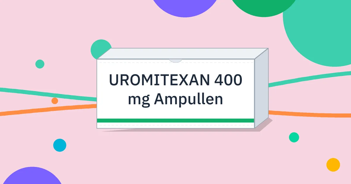 Symbolbild: Packung mit der Aufschrift UROMITEXAN 400 mg Ampullen (PZN 03154979) – Verfügbarkeit und Bezug in Apotheken in Frankfurt am Main