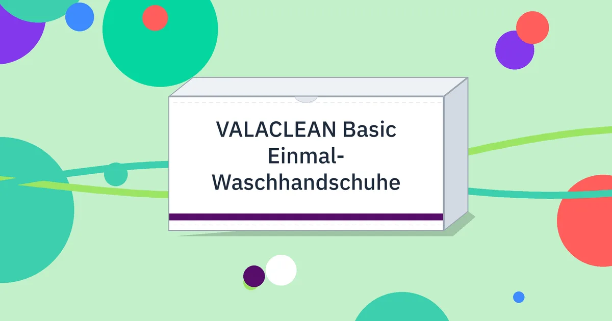 Symbolbild: Packung mit der Aufschrift VALACLEAN Basic Einmal-Waschhandschuhe (PZN 13745919) – Verfügbarkeit und Bezug in Apotheken in Frankfurt am Main