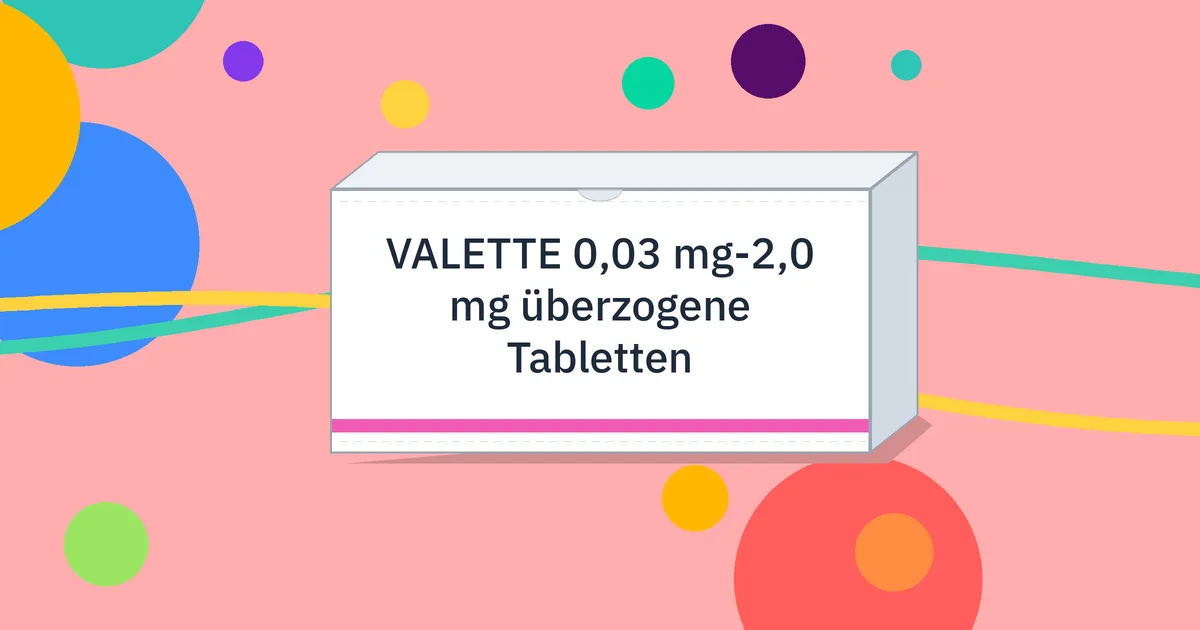 Symbolbild: Packung mit der Aufschrift VALETTE 0,03 mg-2,0 mg überzogene Tabletten (PZN 00769456) – Verfügbarkeit und Bezug in Apotheken in Frankfurt am Main