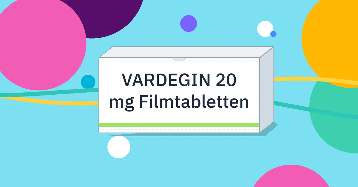 Symbolbild: Packung mit der Aufschrift VARDEGIN 20 mg Filmtabletten (PZN 14360676) – Verfügbarkeit und Bezug in Apotheken in Frankfurt am Main