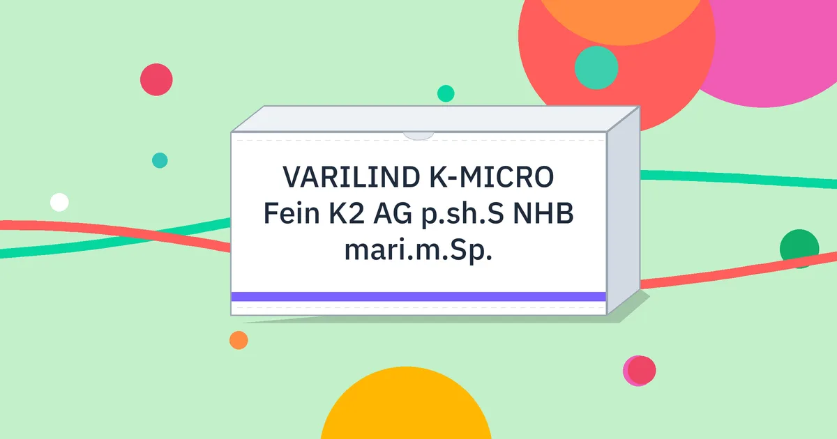 Symbolbild: Packung mit der Aufschrift VARILIND K-MICRO Fein K2 AG p.sh.S NHB mari.m.Sp. (PZN 20618647) – Verfügbarkeit und Bezug in Apotheken in Frankfurt am Main