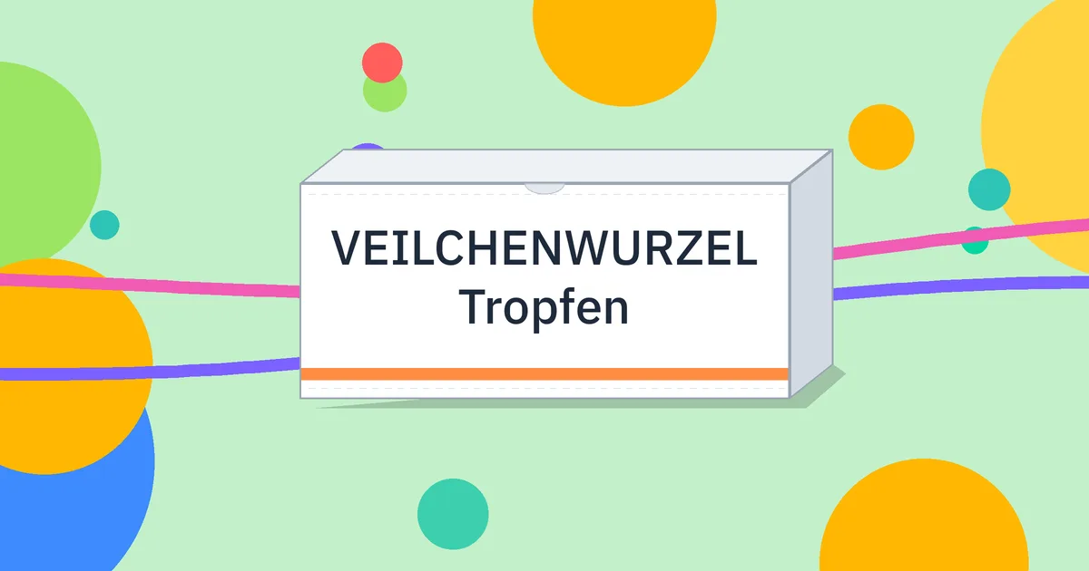 Symbolbild: Packung mit der Aufschrift VEILCHENWURZEL Tropfen (PZN 18396659) – Verfügbarkeit und Bezug in Apotheken in Frankfurt am Main