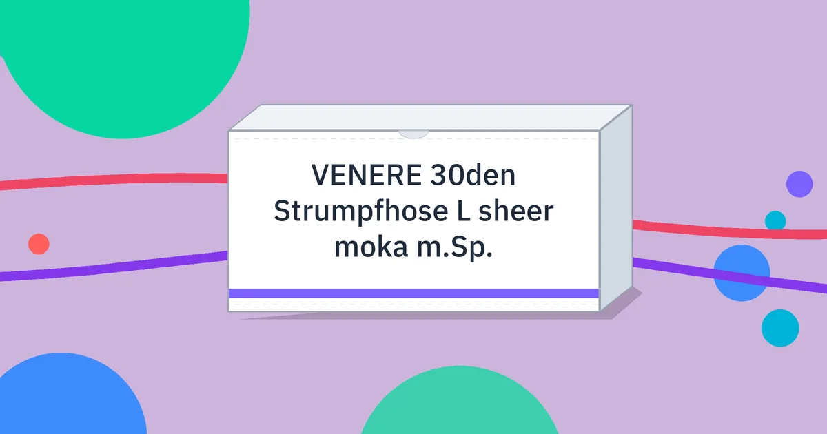 Symbolbild: Packung mit der Aufschrift VENERE 30den Strumpfhose L sheer moka m.Sp. (PZN 16172105) – Verfügbarkeit und Bezug in Apotheken in Frankfurt am Main