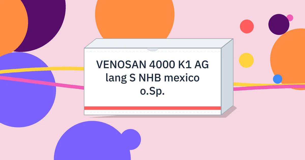 Symbolbild: Packung mit der Aufschrift VENOSAN 4000 K1 AG lang S NHB mexico o.Sp. (PZN 14423483) – Verfügbarkeit und Bezug in Apotheken in Frankfurt am Main