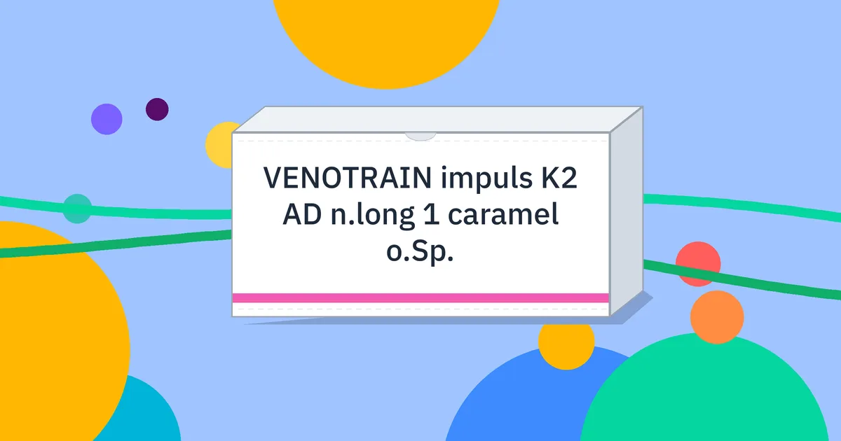 Symbolbild: Packung mit der Aufschrift VENOTRAIN impuls K2 AD n.long 1 caramel o.Sp. (PZN 08425756) – Verfügbarkeit und Bezug in Apotheken in Frankfurt am Main