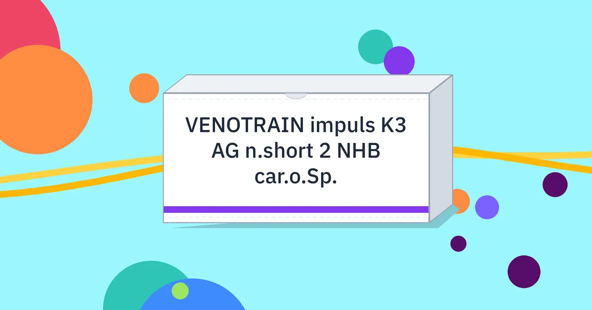 Symbolbild: Packung mit der Aufschrift VENOTRAIN impuls K3 AG n.short 2 NHB car.o.Sp. (PZN 08421830) – Verfügbarkeit und Bezug in Apotheken in Frankfurt am Main