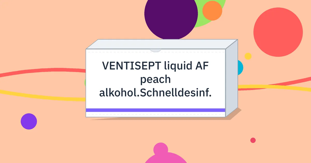 Symbolbild: Packung mit der Aufschrift VENTISEPT liquid AF peach alkohol.Schnelldesinf. (PZN 06920701) – Verfügbarkeit und Bezug in Apotheken in Frankfurt am Main