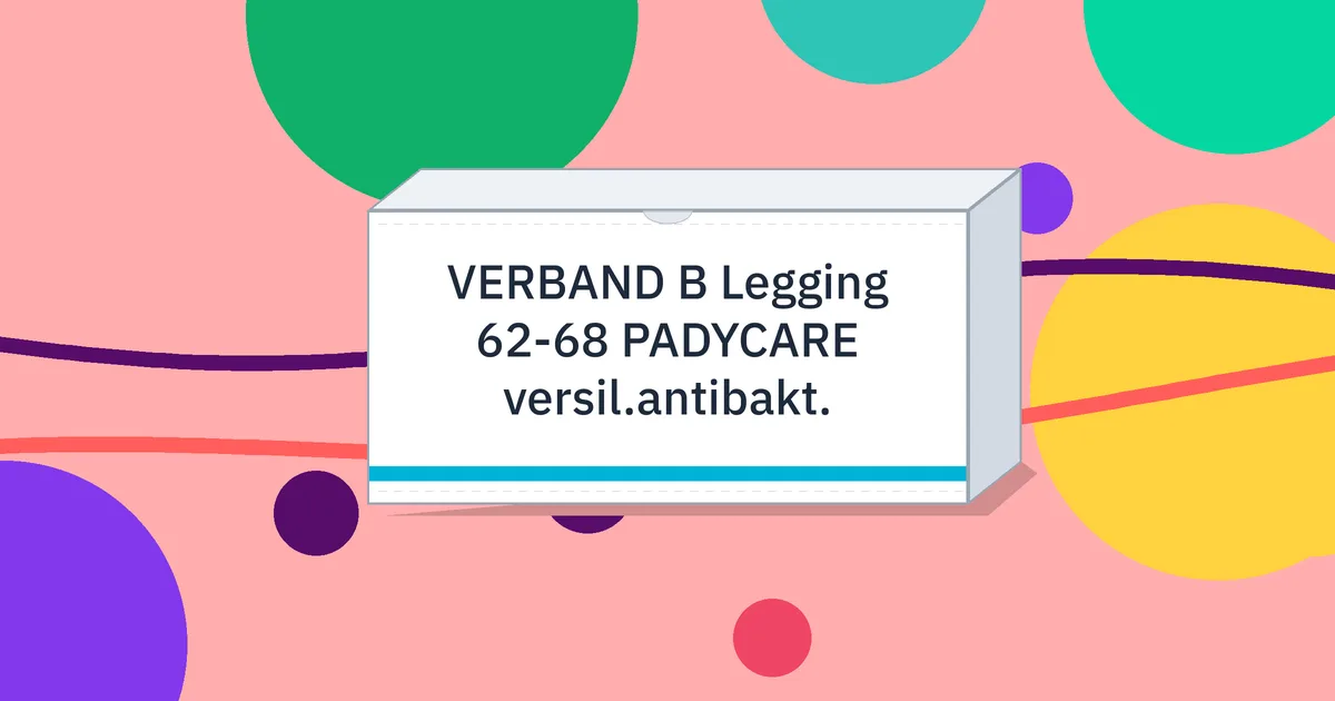 Symbolbild: Packung mit der Aufschrift VERBAND B Legging 62-68 PADYCARE versil.antibakt. (PZN 10938322) – Verfügbarkeit und Bezug in Apotheken in Frankfurt am Main