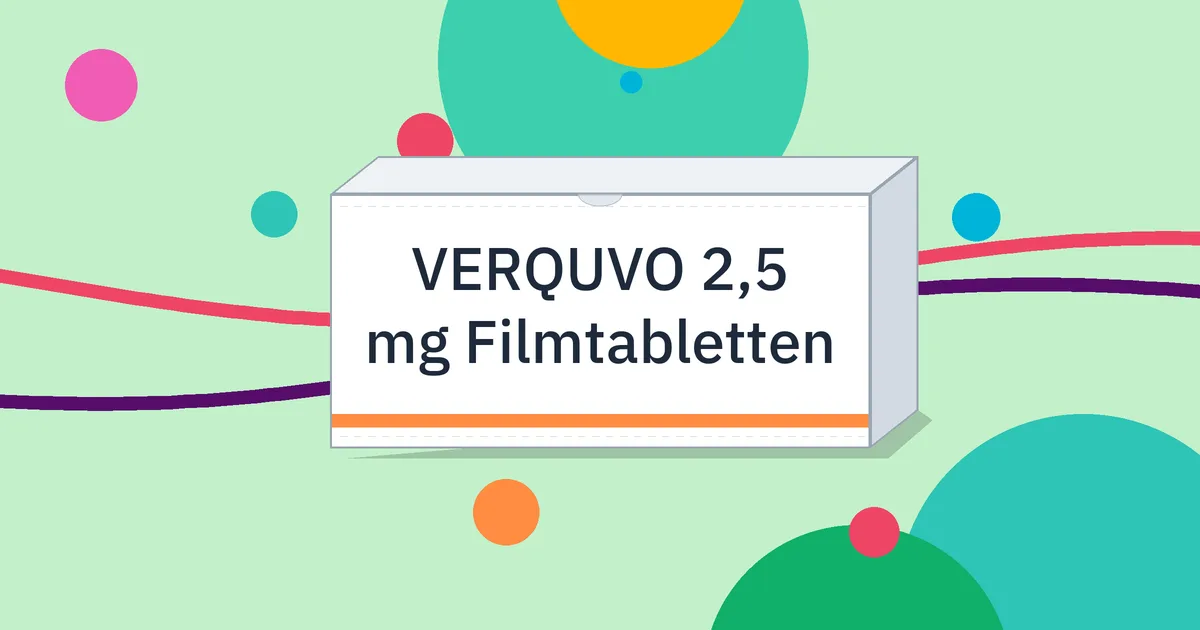 Symbolbild: Packung mit der Aufschrift VERQUVO 2,5 mg Filmtabletten (PZN 19270009) – Verfügbarkeit und Bezug in Apotheken in Frankfurt am Main