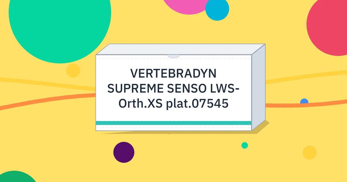 Symbolbild: Packung mit der Aufschrift VERTEBRADYN SUPREME SENSO LWS-Orth.XS plat.07545 (PZN 16881758) – Verfügbarkeit und Bezug in Apotheken in Frankfurt am Main
