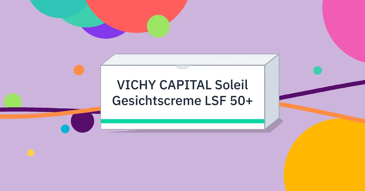 Symbolbild: Packung mit der Aufschrift VICHY CAPITAL Soleil Gesichtscreme LSF 50+ (PZN 01843249) – Verfügbarkeit und Bezug in Apotheken in Frankfurt am Main