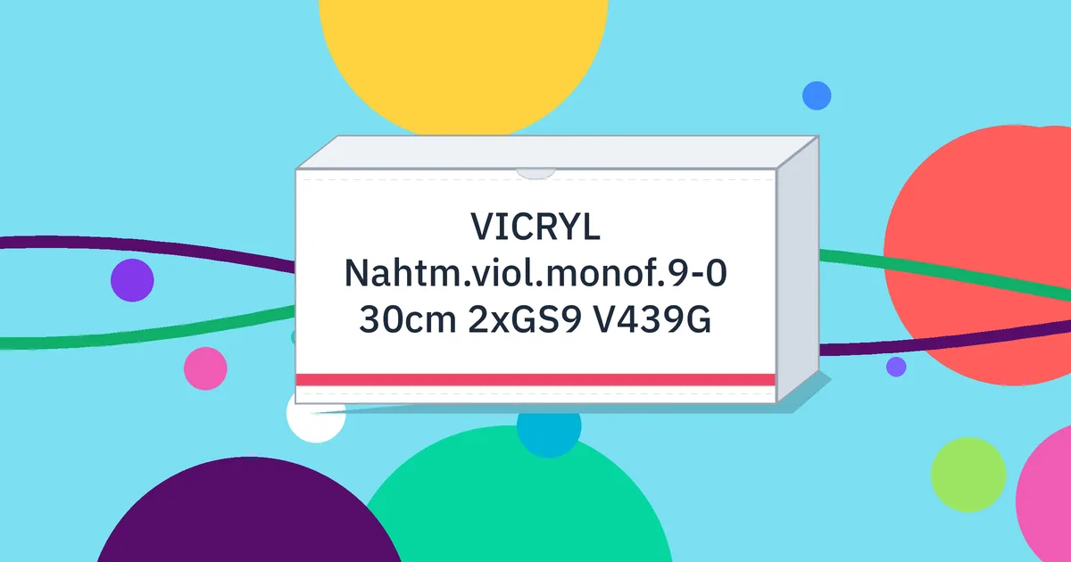 Symbolbild: Packung mit der Aufschrift VICRYL Nahtm.viol.monof.9-0 30cm 2xGS9 V439G (PZN 20895571) – Verfügbarkeit und Bezug in Apotheken in Frankfurt am Main