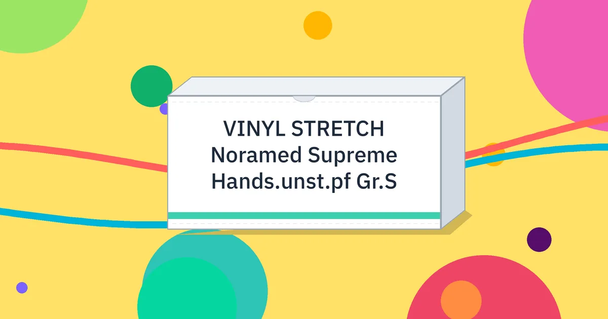 Symbolbild: Packung mit der Aufschrift VINYL STRETCH Noramed Supreme Hands.unst.pf Gr.S (PZN 16355432) – Verfügbarkeit und Bezug in Apotheken in Frankfurt am Main