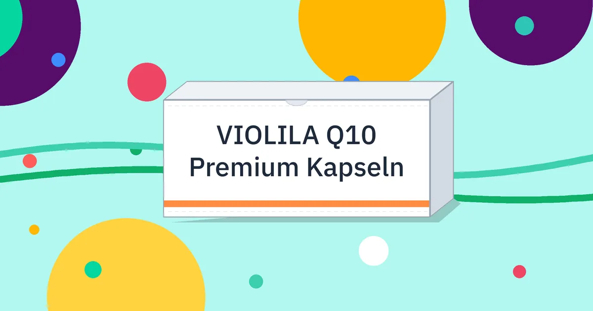 Symbolbild: Packung mit der Aufschrift VIOLILA Q10 Premium Kapseln (PZN 11590536) – Verfügbarkeit und Bezug in Apotheken in Frankfurt am Main