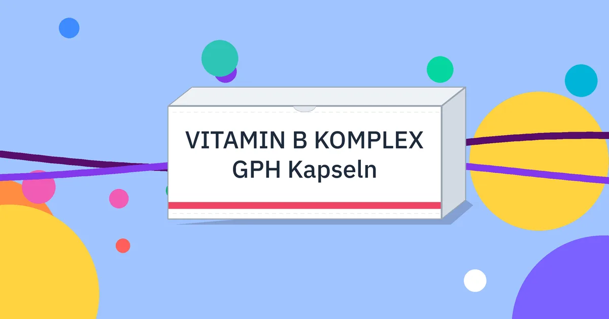 Symbolbild: Packung mit der Aufschrift VITAMIN B KOMPLEX GPH Kapseln (PZN 02562185) – Verfügbarkeit und Bezug in Apotheken in Frankfurt am Main